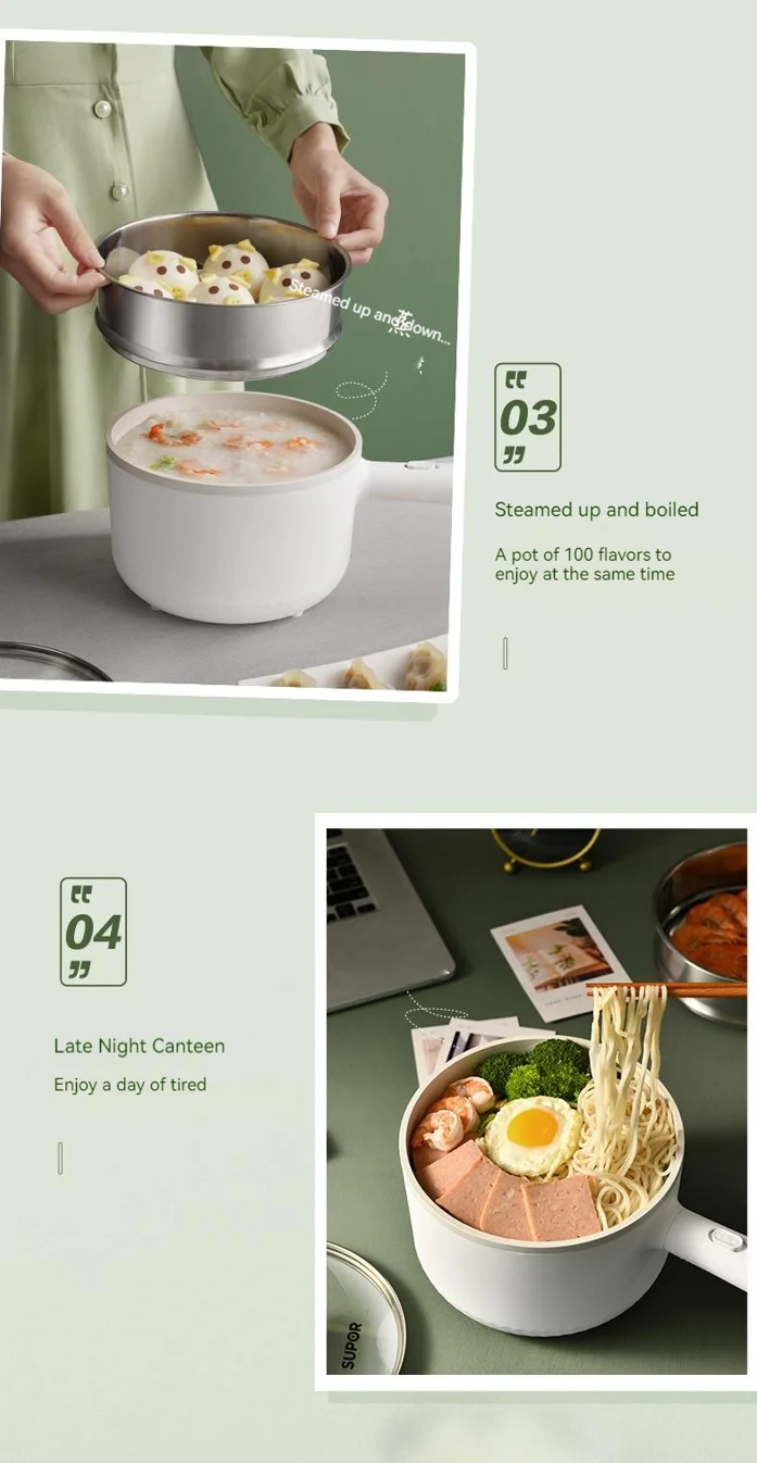 Dormitory Mini Nonstick Pot Electric Multi Cooker 2l Pots Cooking Set ...