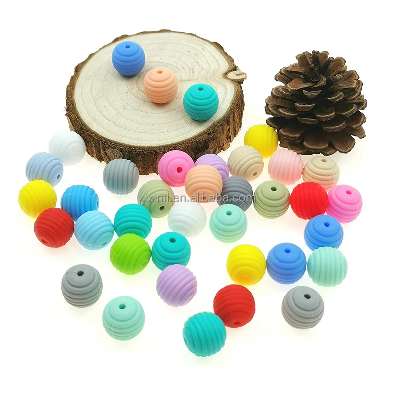Xiximi Wholesale Bpa Free Soft Thread 15mm Silicone Beads Bulk for Baby ...
