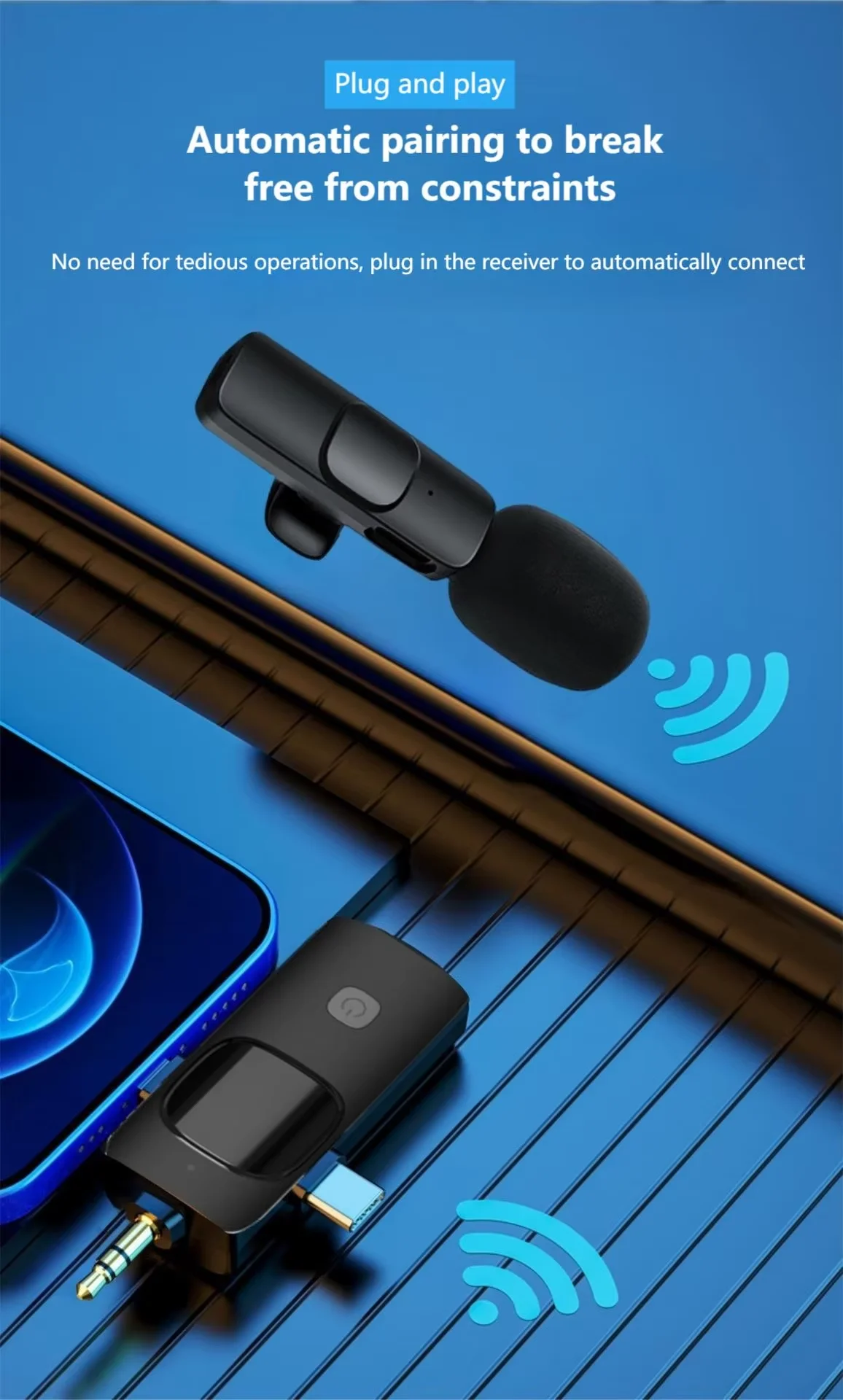 K15 Wireless Mic - 3 in 1 Lavalier Microphone for Outdoor