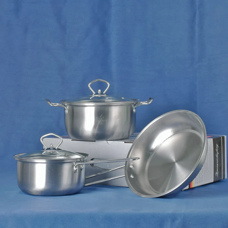 Factory Cooking Pots Sets 3pcs Induction Cookware Stainless Steel 410 ...