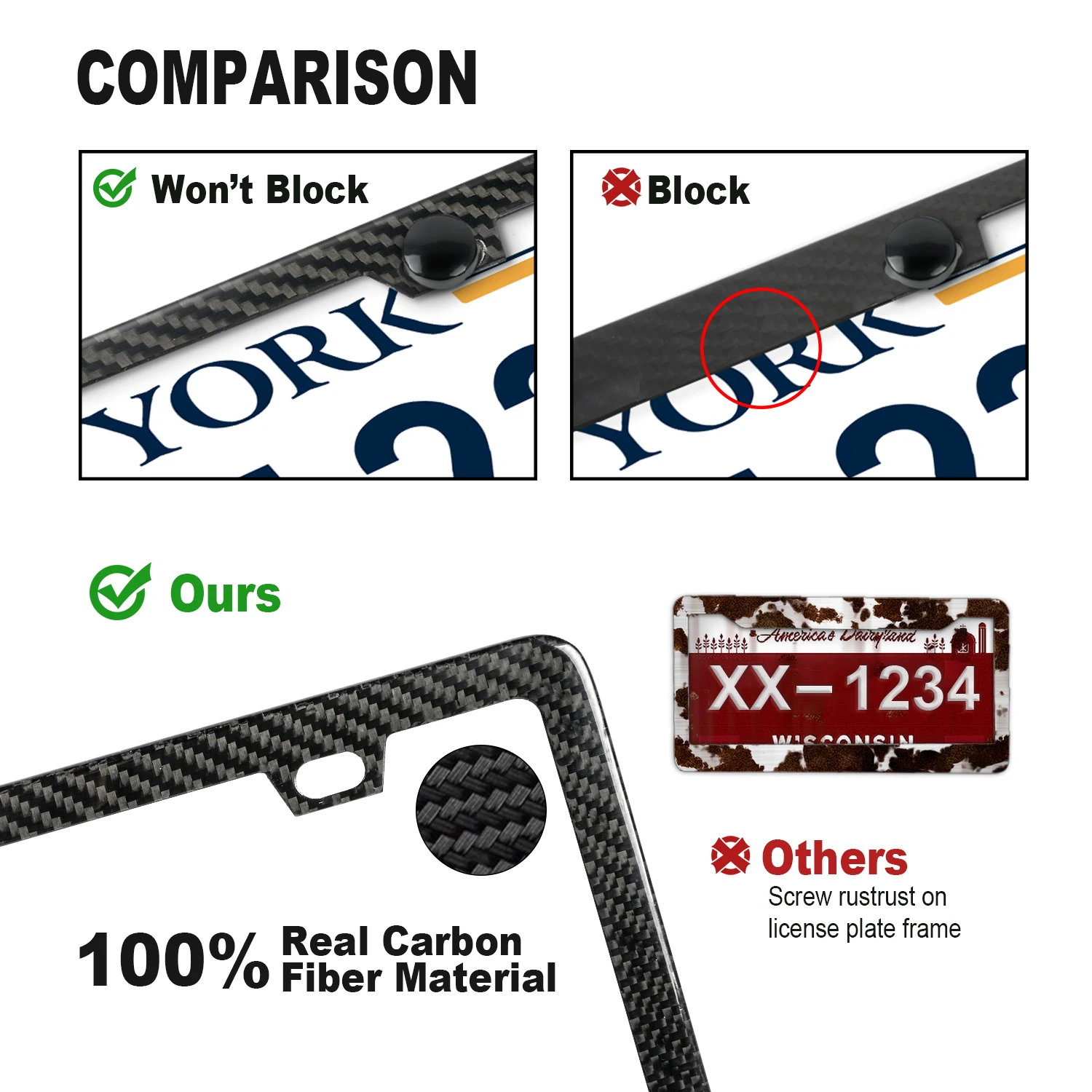 Wholesale Real Dry Carbon Fiber License Plate Frame Front & Rear ...