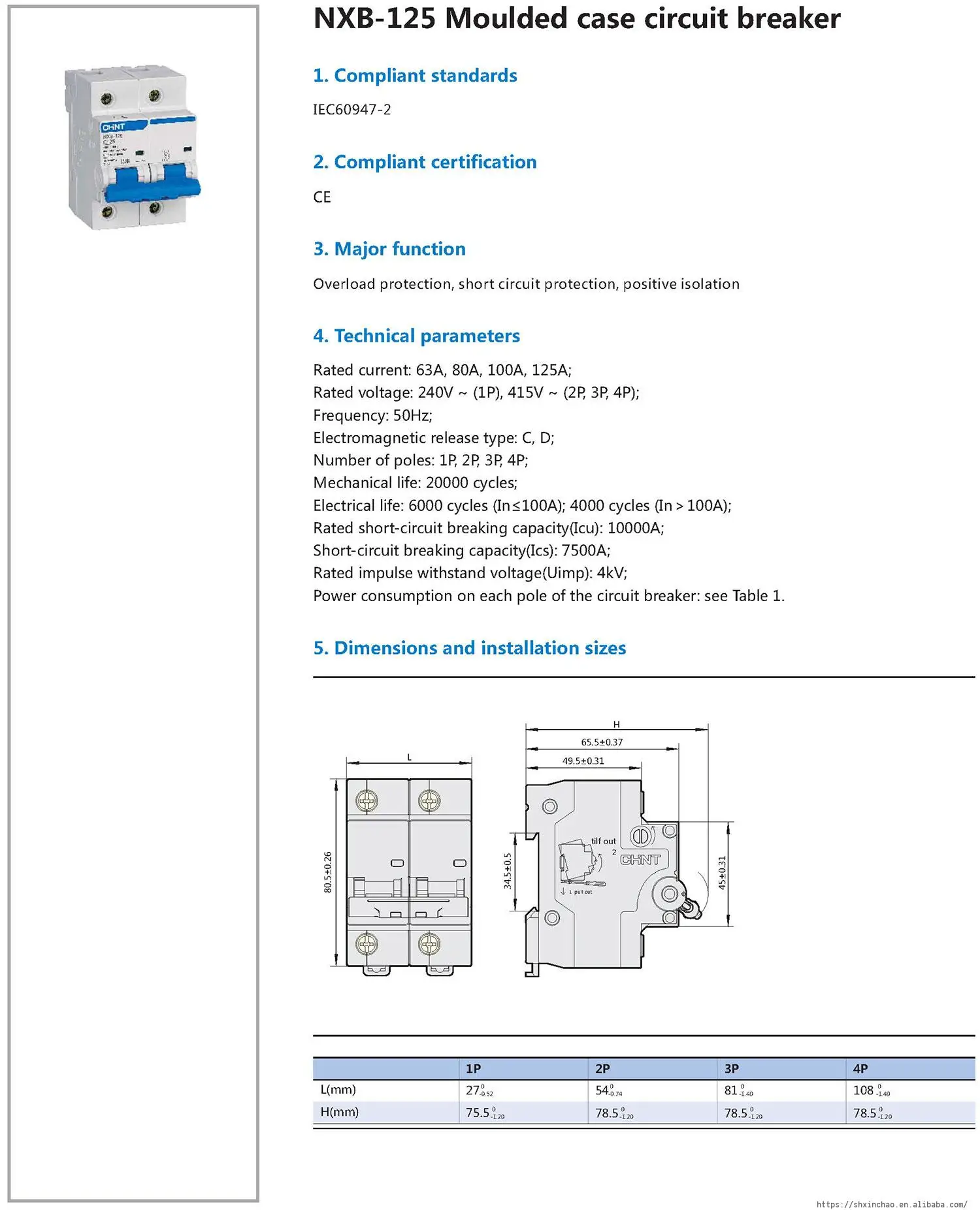 Chint NXB-125 MCB - Reliable Mini Circuit Breakers