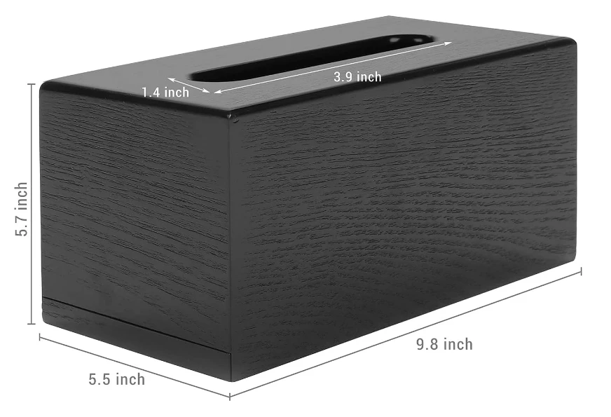 Modern Black Wood Grain Tissue Box Cover With Easy Refill Slide Out ...