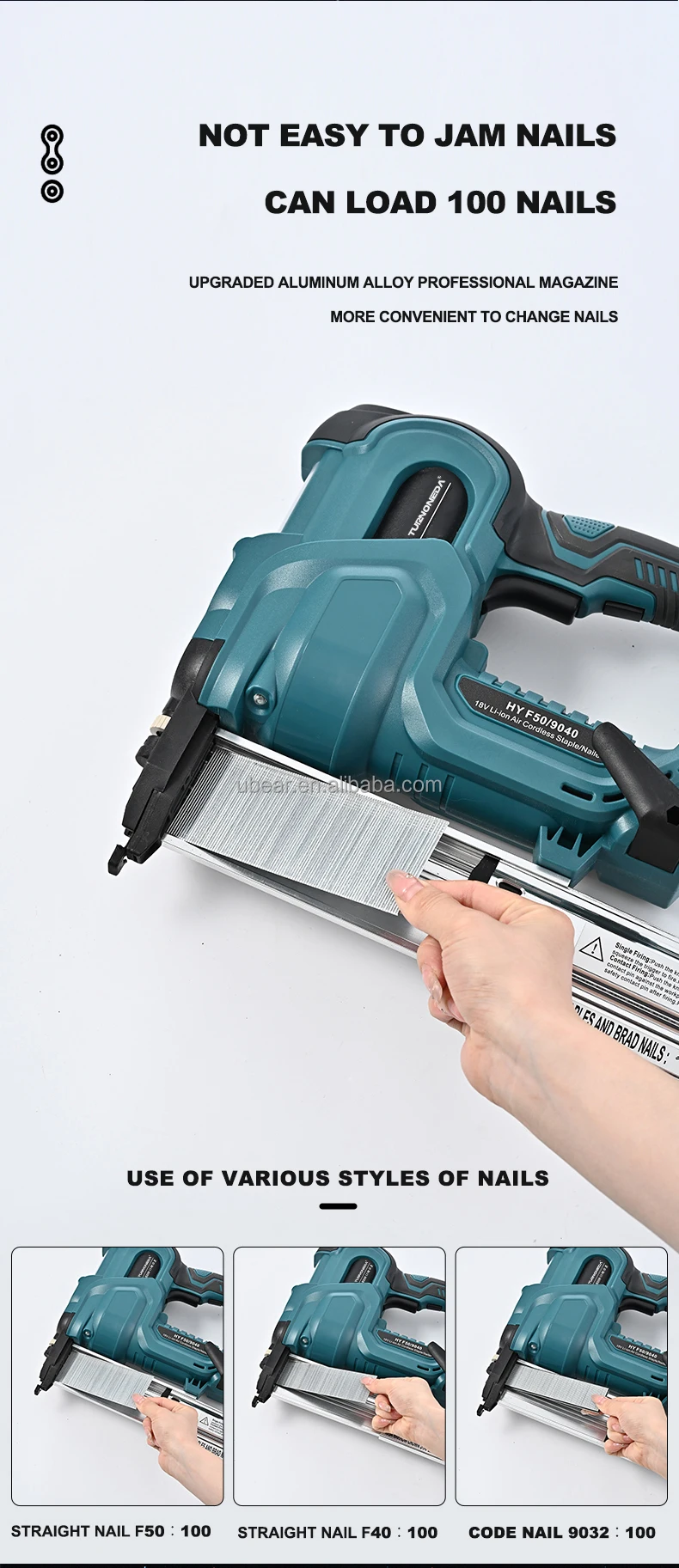 F50 Lithium Electric Staple Gun 2 in 1 Cordless Brad Shooting Nail Guns ...