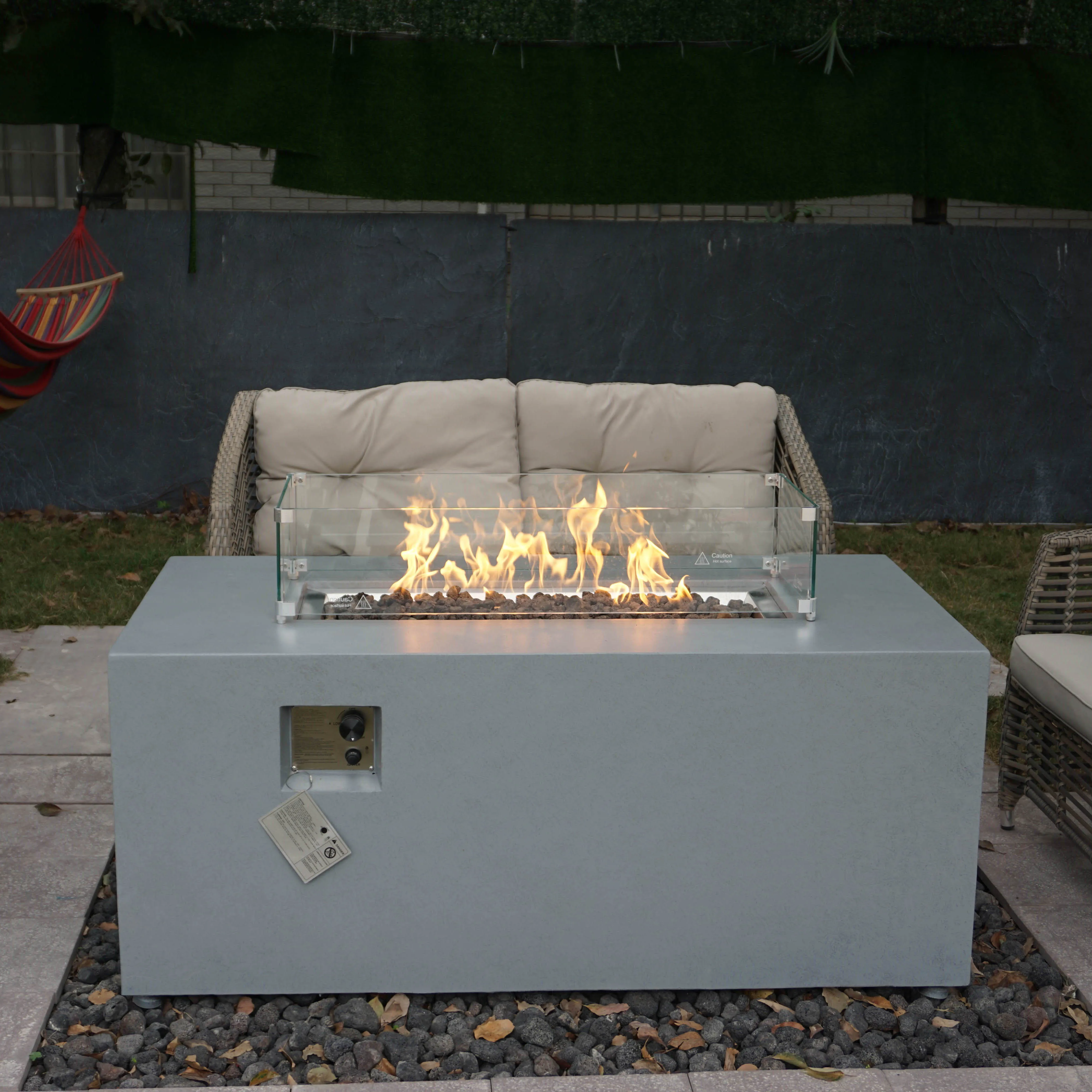 Customized Fiberglass Concrete Look Fire Table Gas Tank Inside Fire ...