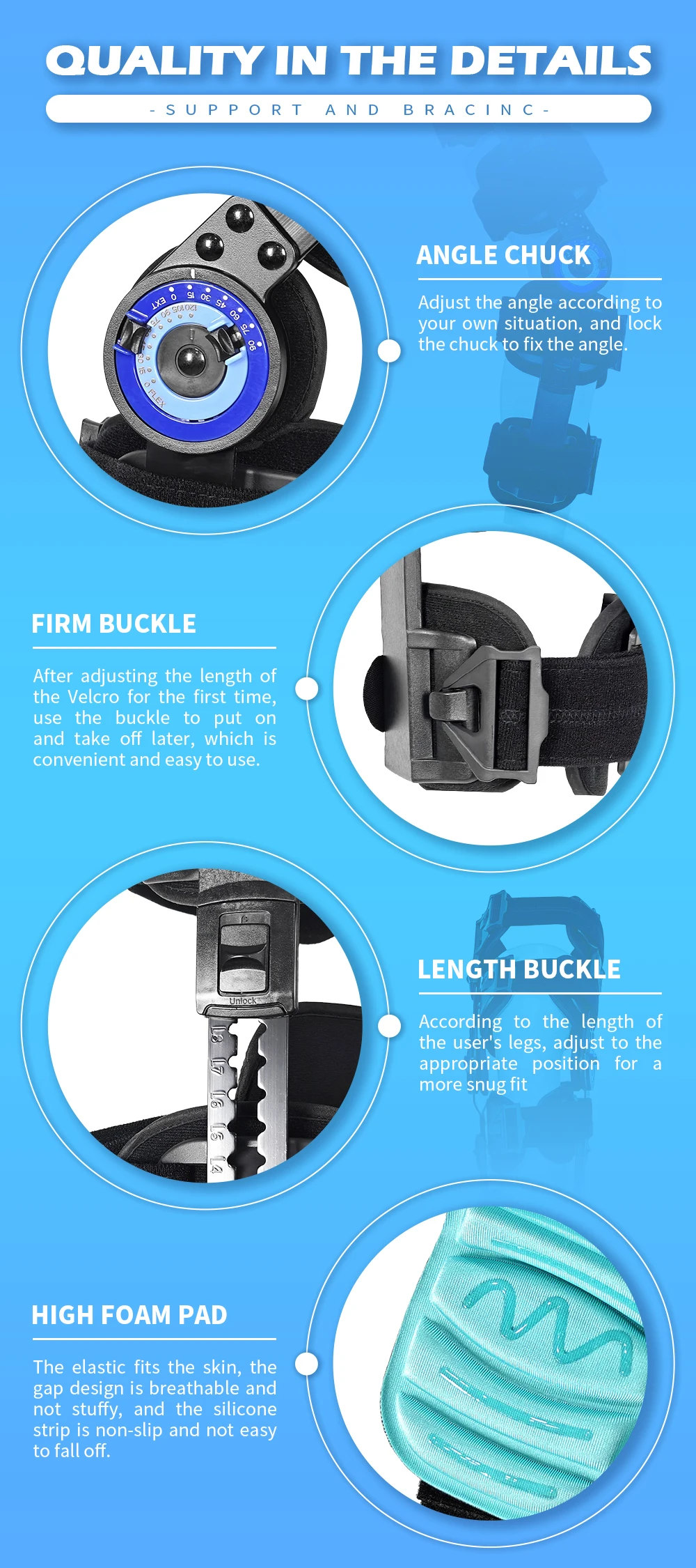 Professional Adjustable Compression Telescoping Hinged Oa Rom Knee ...