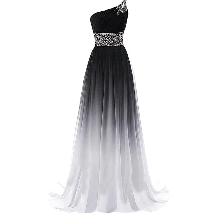 2023 Night Gown Prom Lady Party One Shoulder Evening Plus Size Chiffon ...