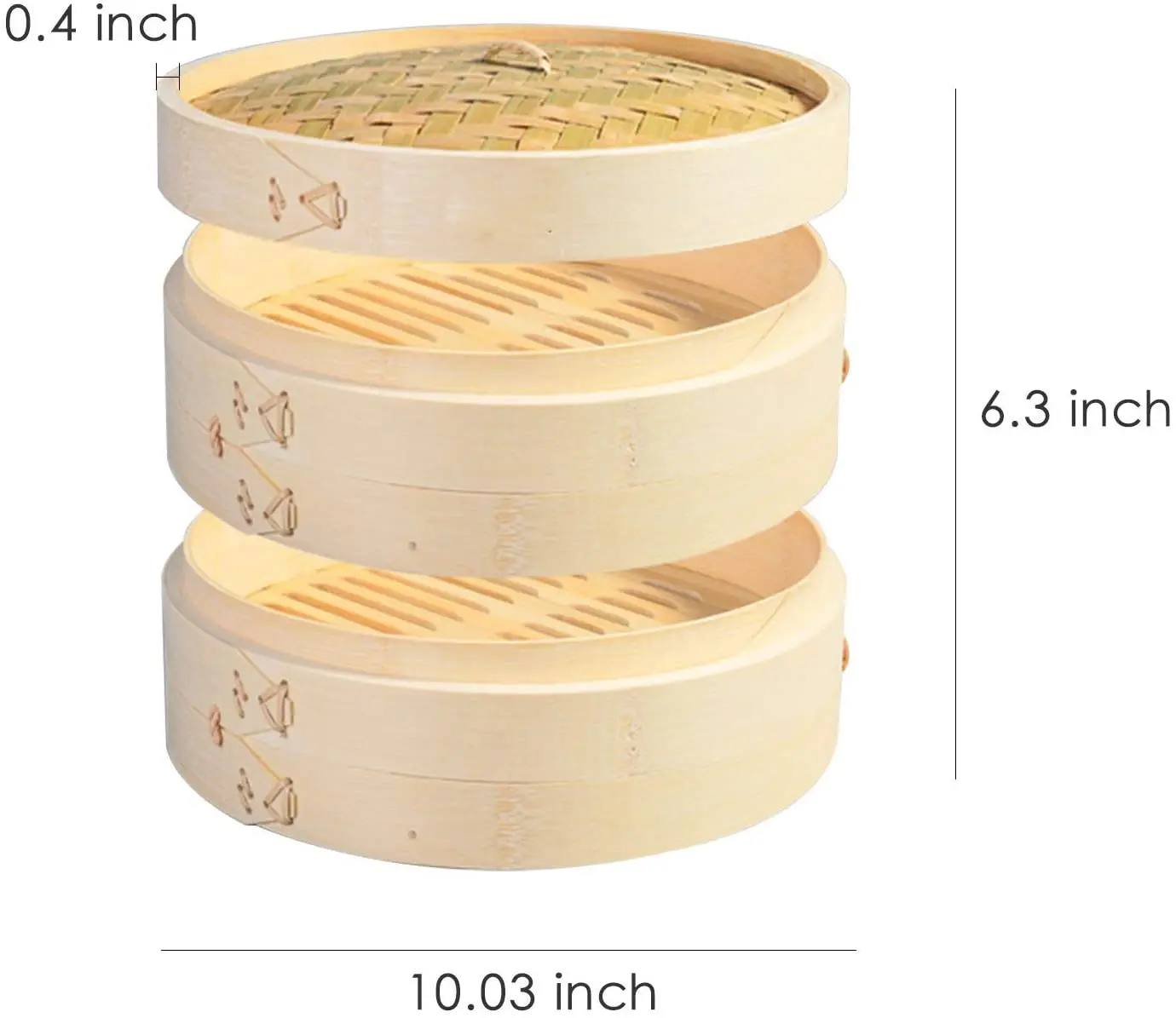 Supply 3 Tier Stackable Basket Healthy food Bamboo Steamer with 20 ...