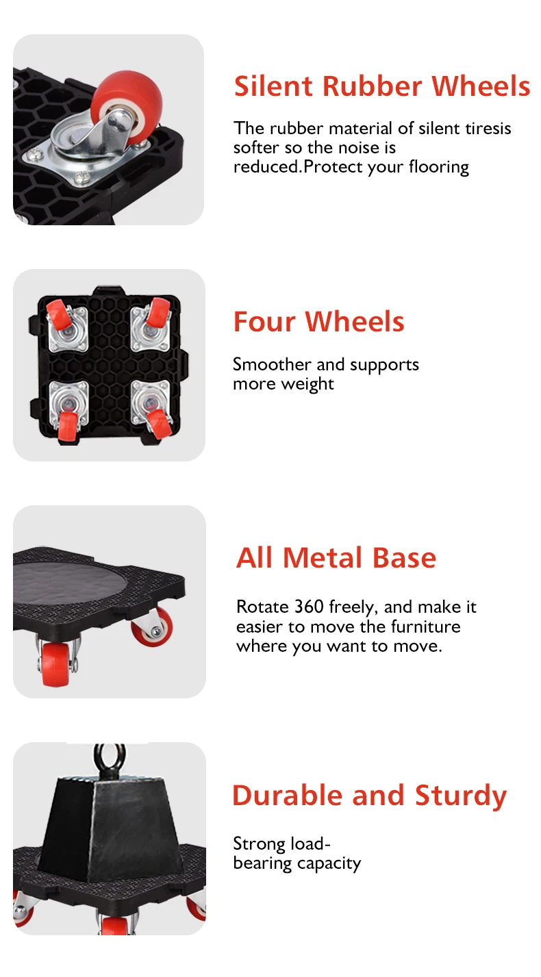 Portable Heavy Object Mover 4-Piece Furniture Plastic Move Artifact ...