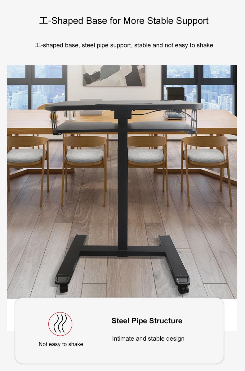 Movable Desktop Height Adjustable Sit Stand Mobile Lecture Training ...