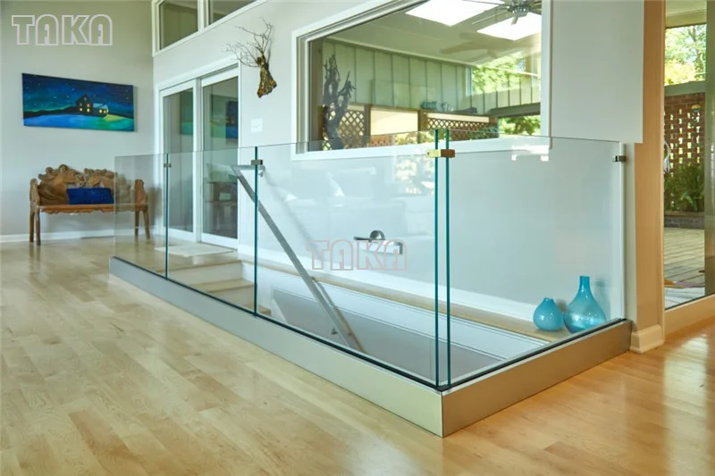 U Channel Base Glass Railing with LED Strip - Durable & Stylish