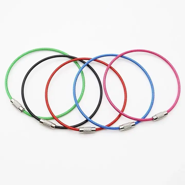 Stainless Steel Wire Rope Key Ring Plastic Coated Color Wire Ring ...