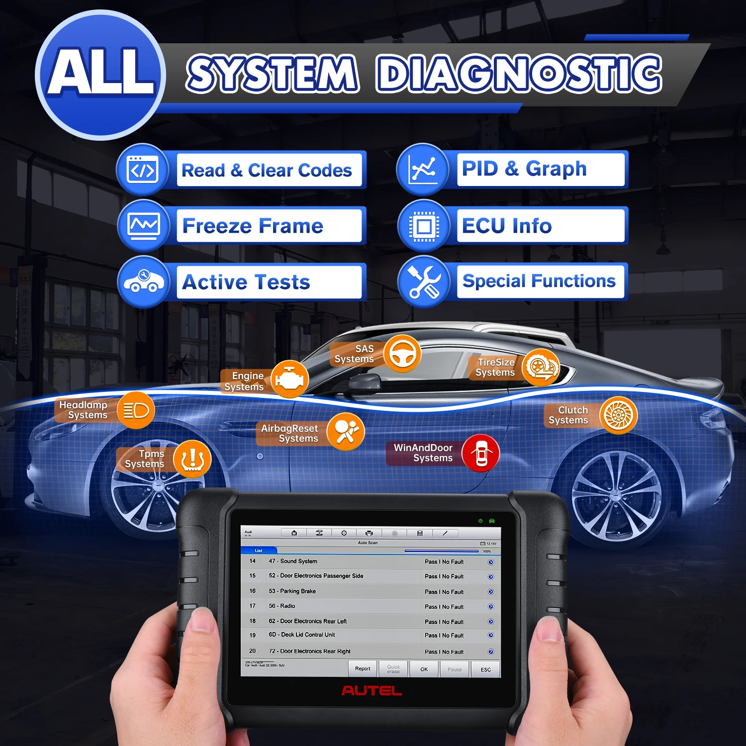 Autel Maxicheck Mx808s Obd 2 Car Diagnostic Scanner Machine Auto ...