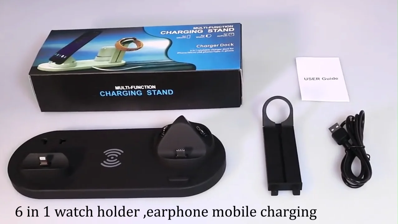 Promotion Muti Function 6 In 1 Wireless Charger Watch Holder Earphone