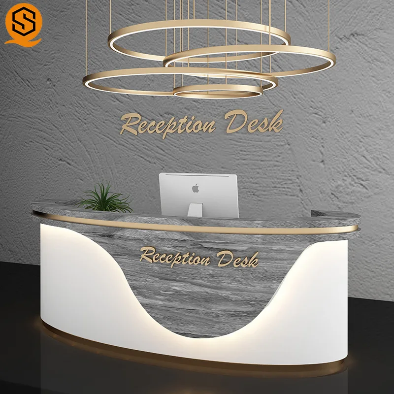 Alibaba.com: Custom Made, Gold Finish, Semi Circle Reception Desk ...