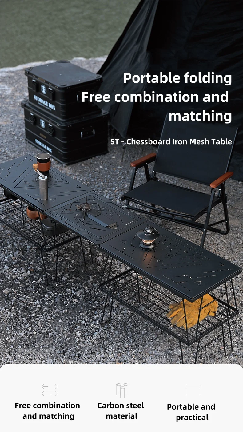 Outdoor Table Camping Iron Mesh Table,Iron Art Stove Combination ...