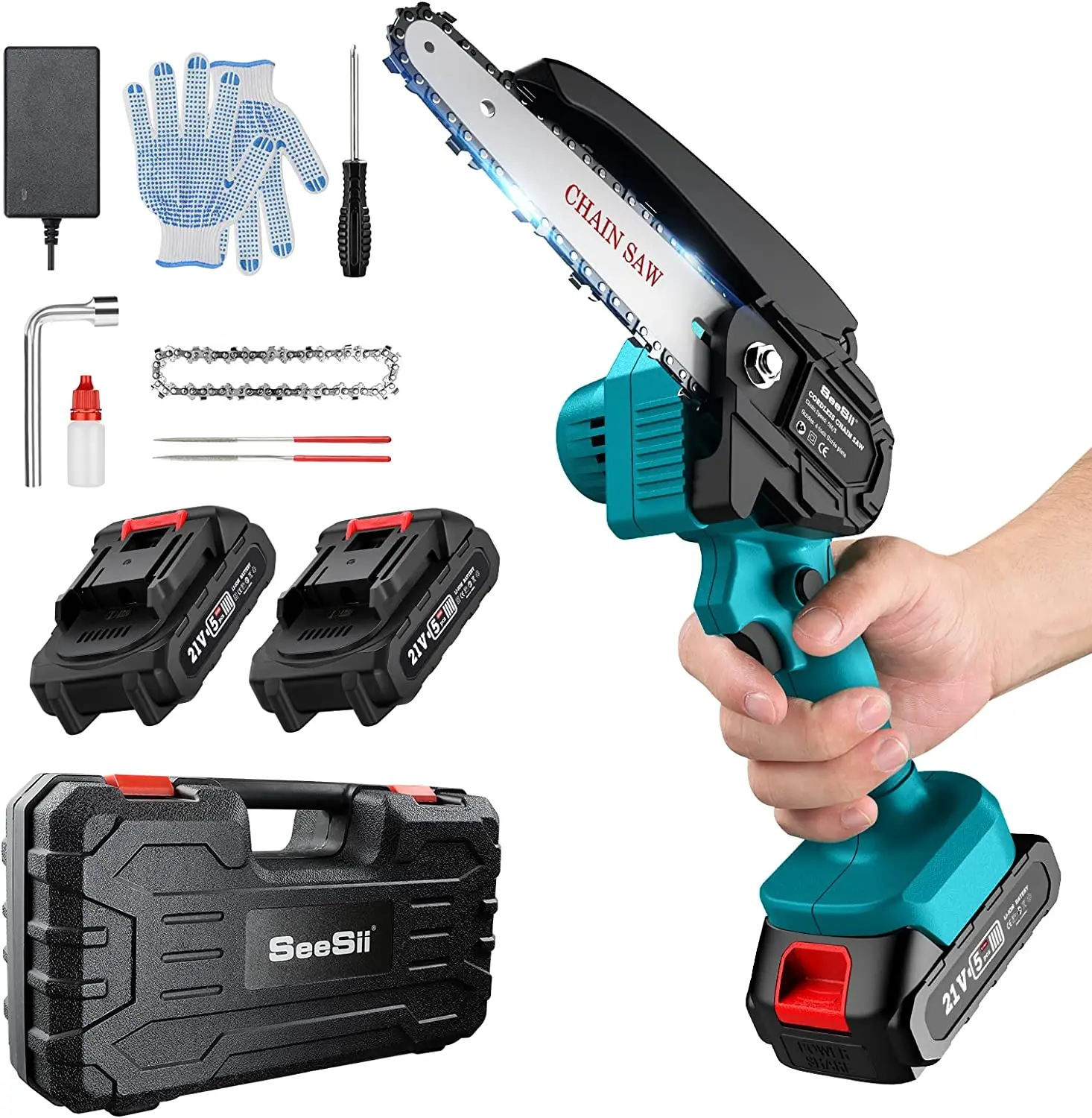 6 Inch Electric Chain Saw Handheld Battery Powered Cordless Branch ...