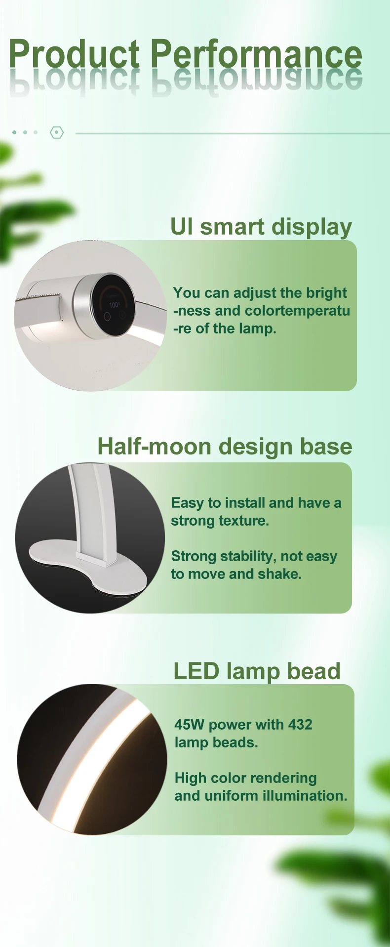 Beauty 75cm Uk Plug Green Gold Pink Half Moon Led Nail Light Table Lamp ...