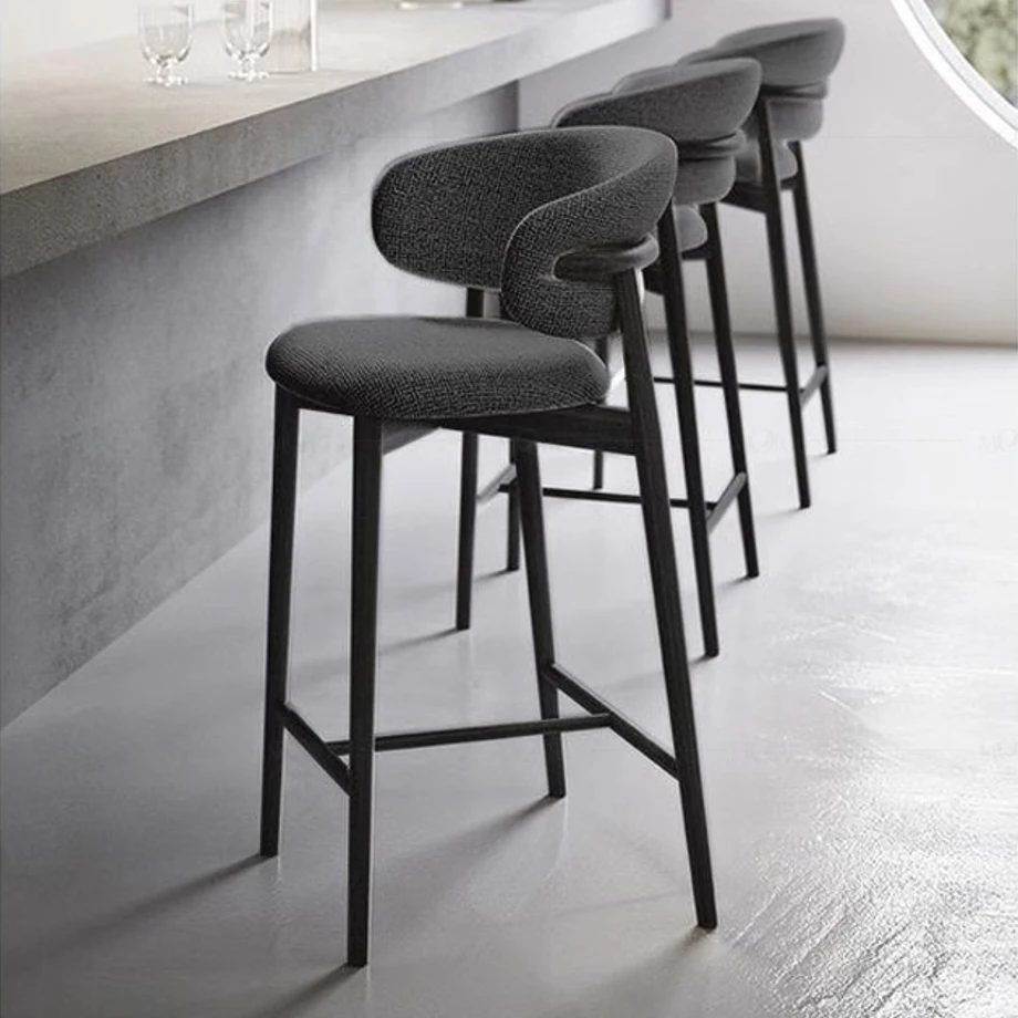 Nordic Design Solid Wood Bar Stools No Swivel Modern Hotel Front Desk ...