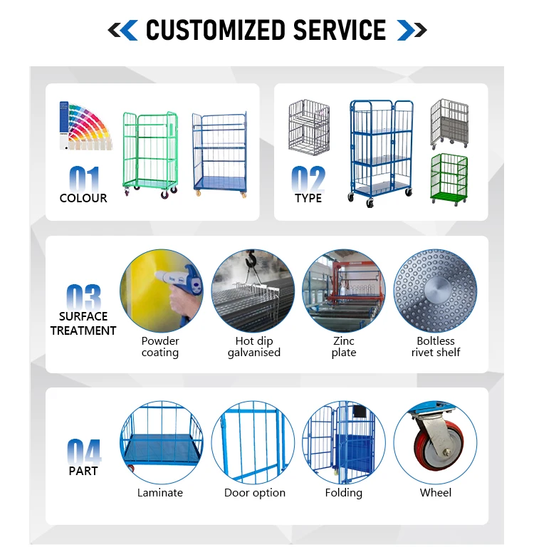 Customized 1 Layer Roll Cage Container Trolley Cart For Logistics ...