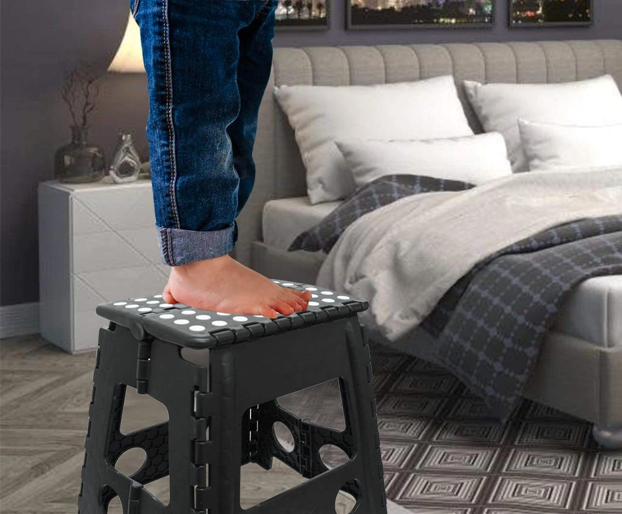 Portable Easy Storage Plastic Tall Folding Step Stool for Kids and ...