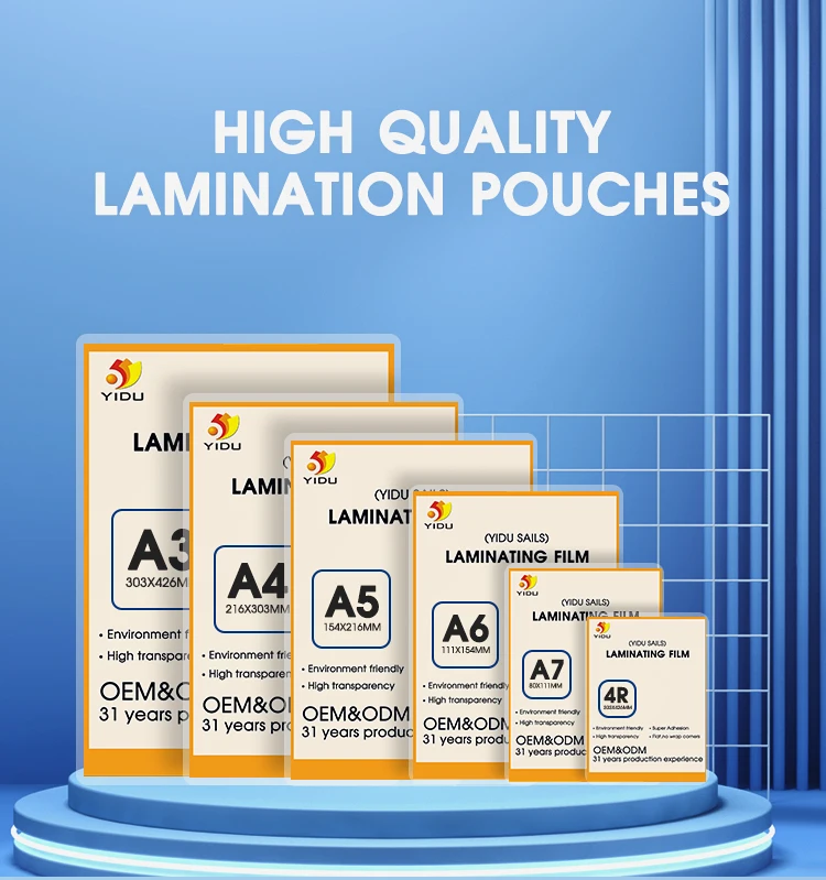 Huizhou YIDU 216x303mm 75mic 75u A4 Sizes of PET Thermal Laminating ...
