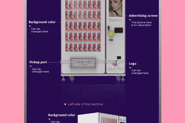 Zhongda Custom Pink Vending Machines Eyelash Vending Machine Automatic ...