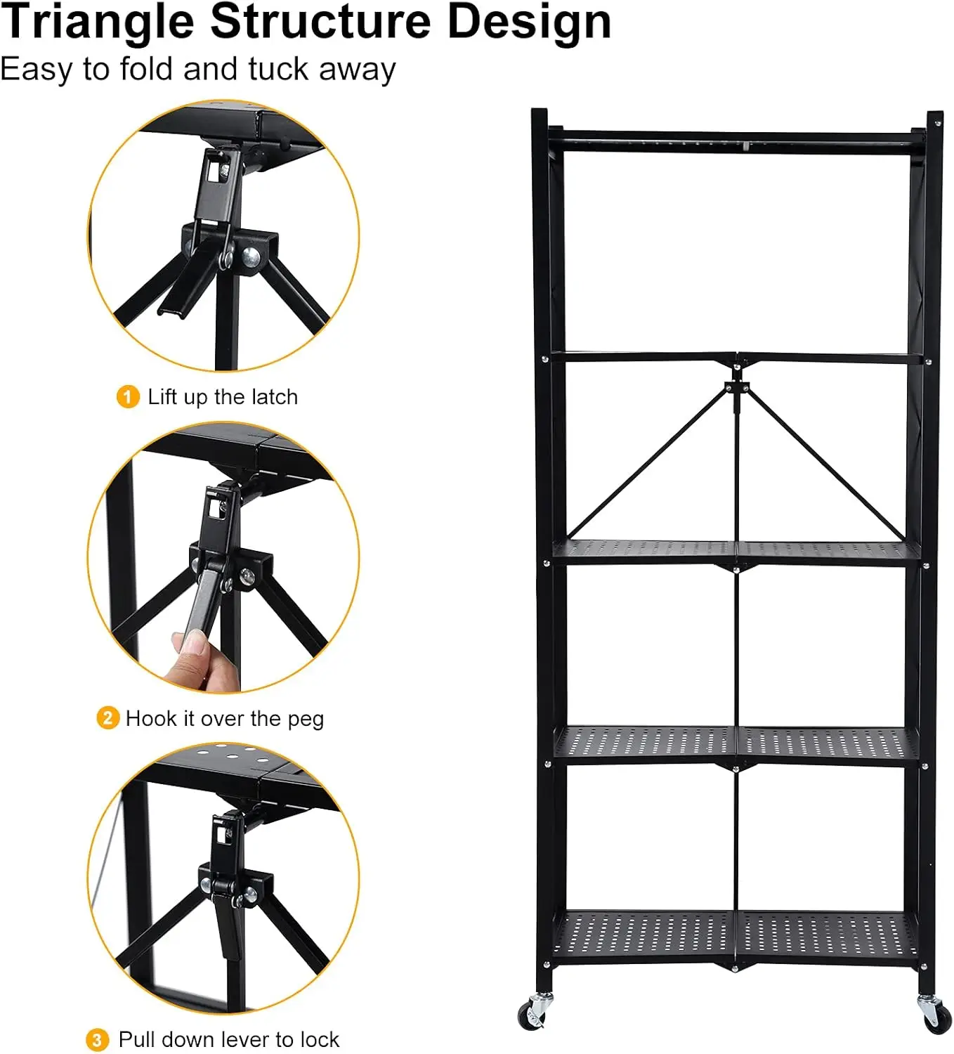 5 Layer Metal Folding Power Rack - Stackable Kitchen Storage