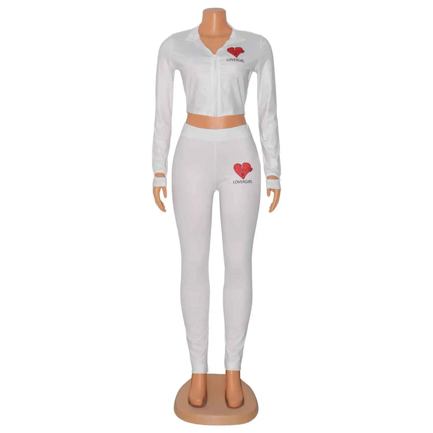 Women's Fall Clothing Letter Printed Heart Pattern Tracksuits Outfits 2 ...