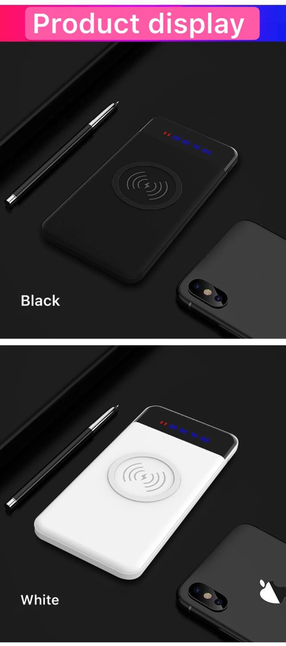 Ultra-thin Wireless Charger 10000mah Power Bank - Fast Charging