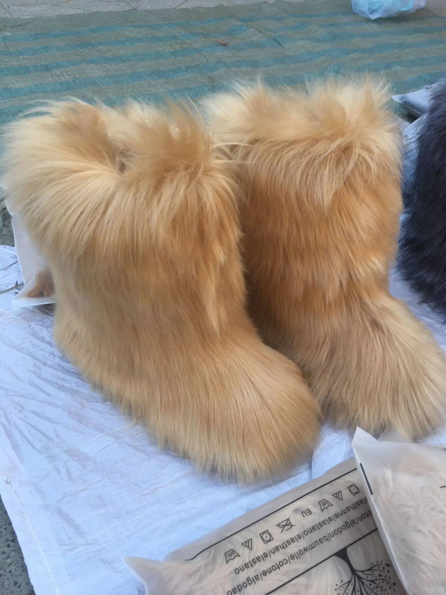 Luxury Fashion Winter Faux Mongolian Fur Shoes Woman Men Home Ankle ...