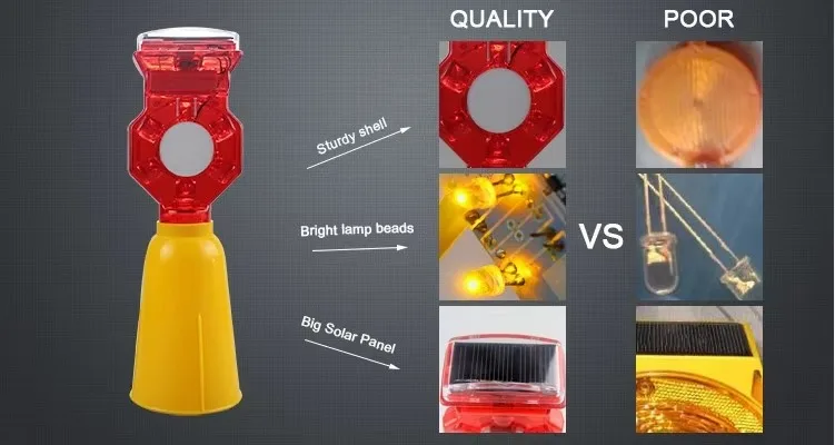 Solar Traffic Warning Lights - High Brightness LED Cones
