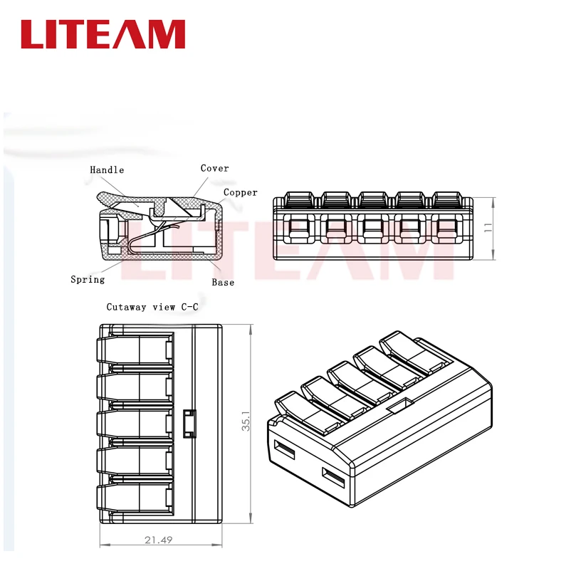 Mini Universal 5 Pin Junction Box - Compact Splicing Connector