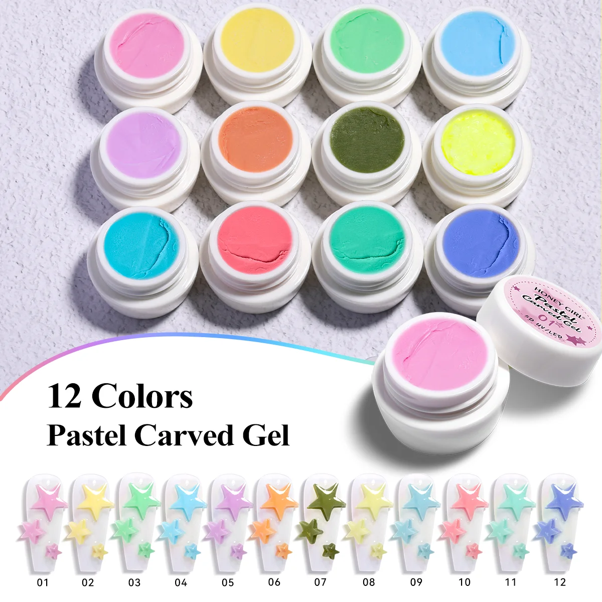 12 Colors 3d Sculpture Nail Painting Gel Drawing Flower Pattern Finger ...