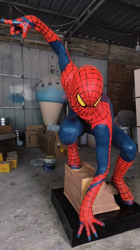 Resin Life Size Hero Sculpture Fiberglass Spiderman Statue On Brick ...