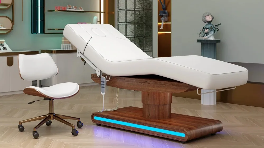 Luxury Spa Room White Pink Facial Beauty Lash Extension Bed 4 Motors ...