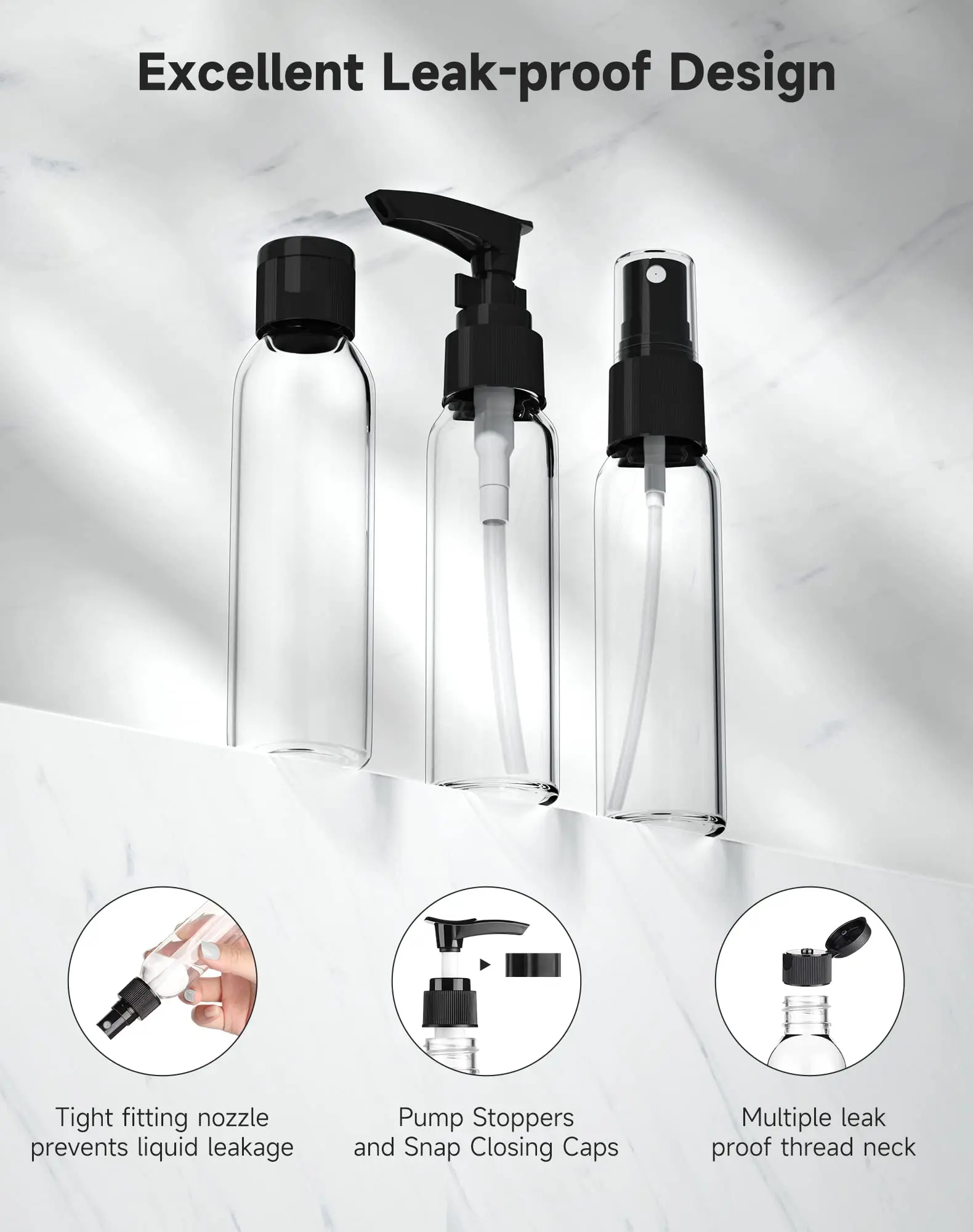 Travel Bottles Kit Approved Travel Size Containers For Toiletries Leak ...