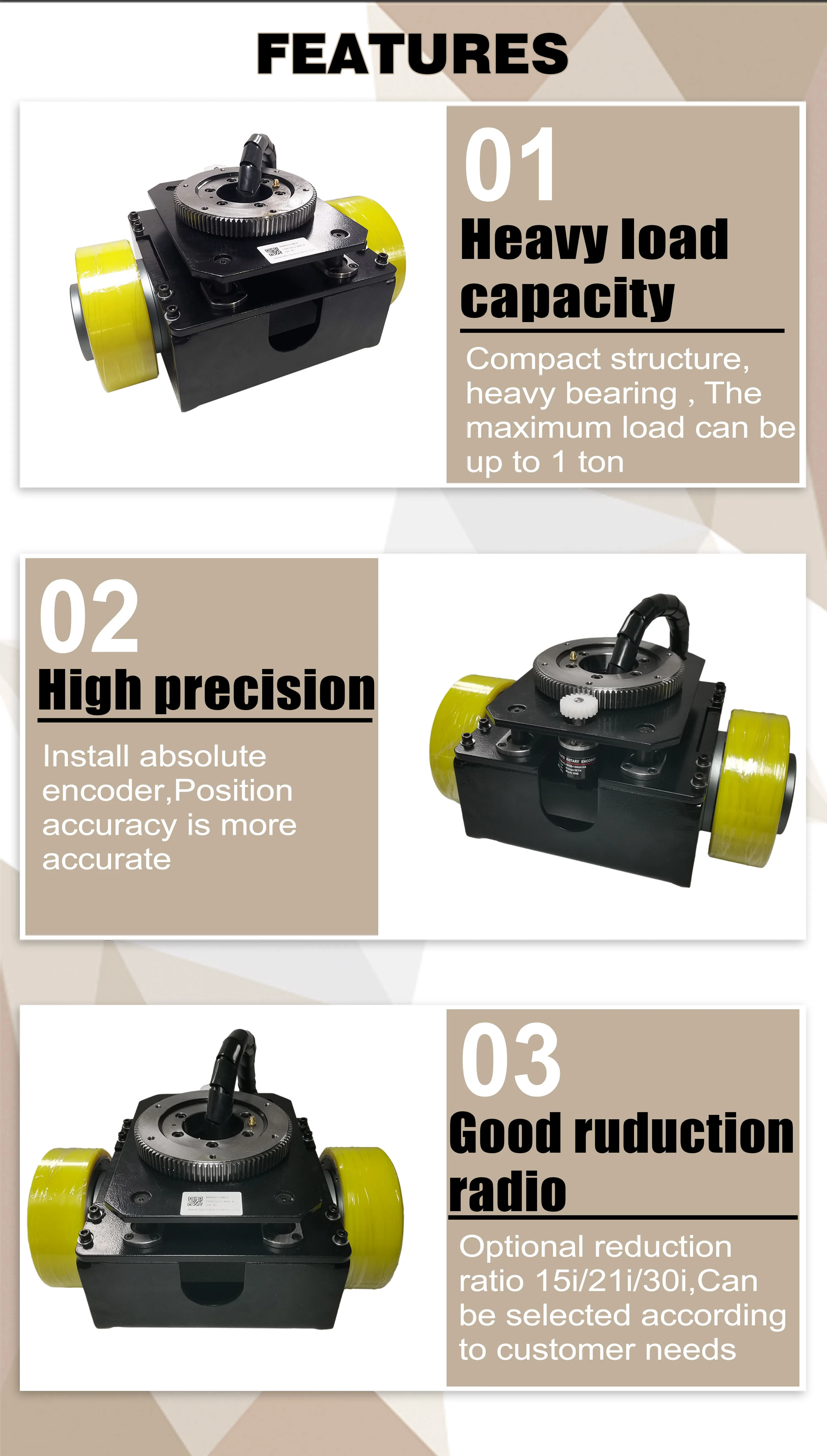 MDBOT Heavy Load 1000KG AGV Differential Drive Wheel with Encoder Motor ...