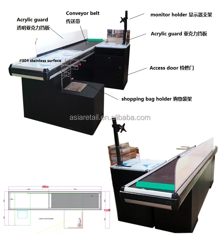 Supermarket Store Retail Cashier Counter Table - ASIARETAIL