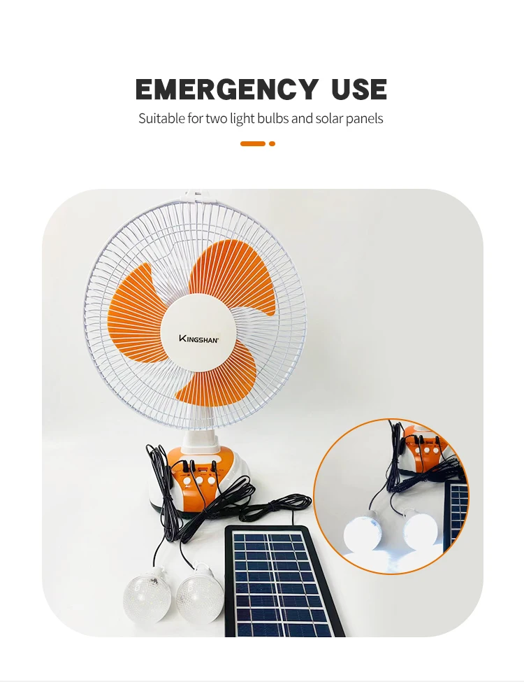 16" Inch Emergency AC DC Electric Desk Solar Oscillating Fan 2 Speeds ...