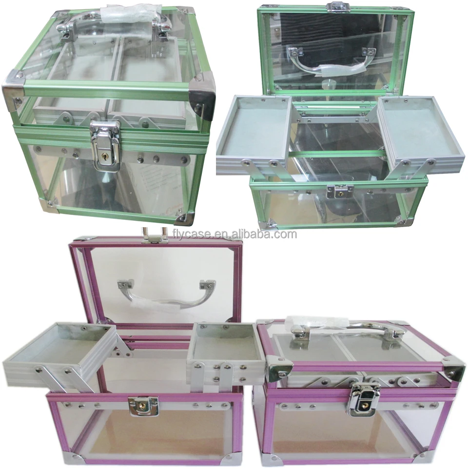 Aluminum Frame Acrylic Panel Case Clear Box for Cosmetic Transparent ...