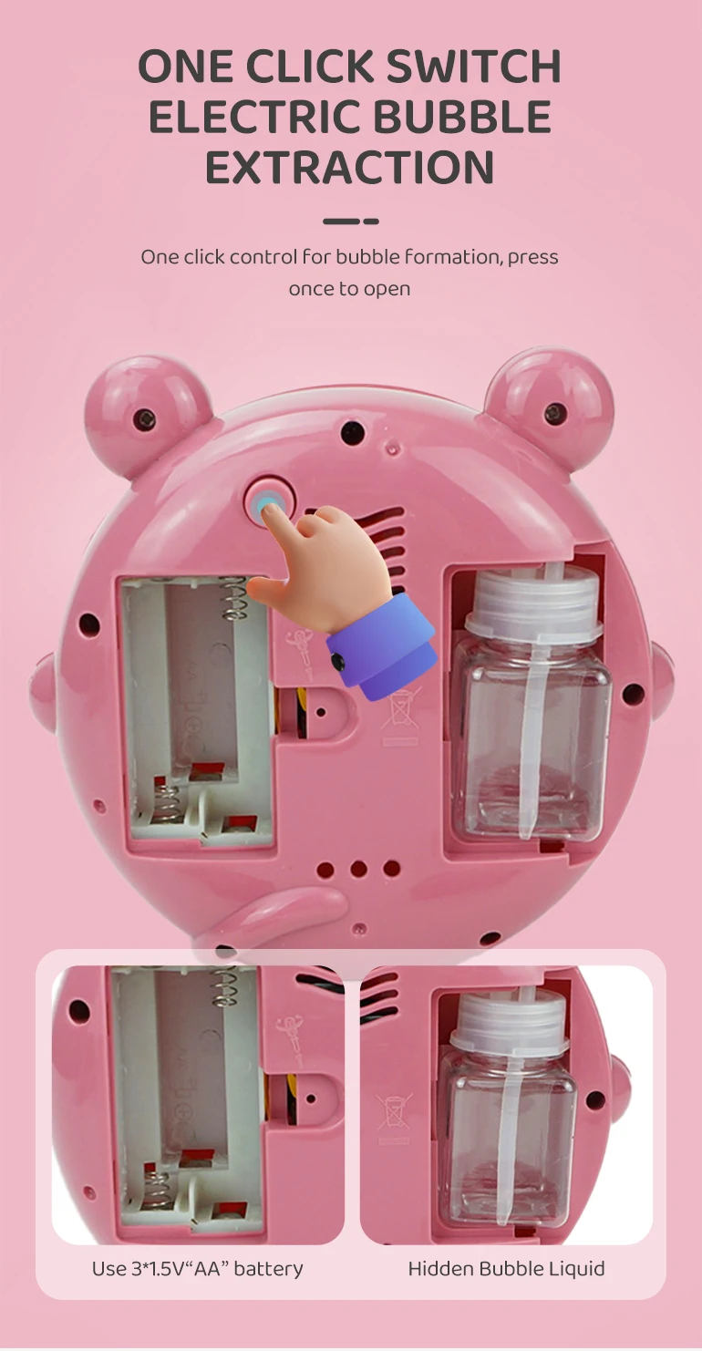 Chengji 2024 Bubble Machine Kids Summer Playing Cute Cartoon Hamster Battery Operated Bubble ...