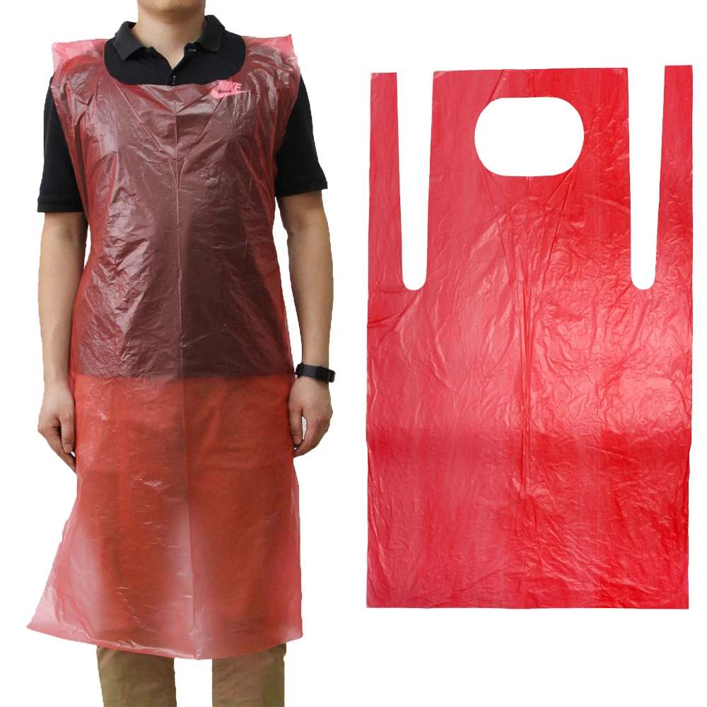 Hdpe Disposable Block Headed Customized Color Pe Sleeved Apron - Buy ...