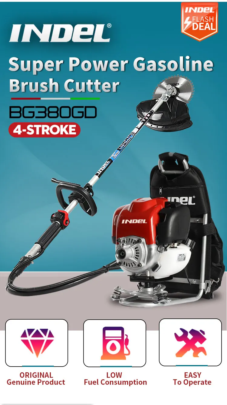 Brush Cutter Backpack Weed Trimmer BG380GD - 4-Stroke Petrol Grass ...