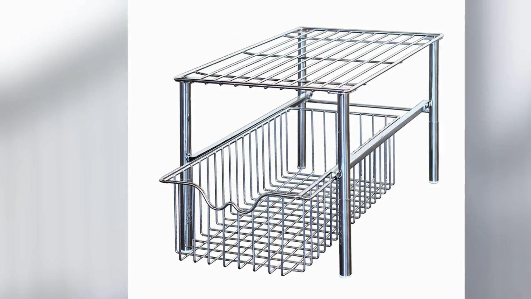 Sliding Wire Basket Stackable Under Sink Cabinet Folding Drawer Basket ...