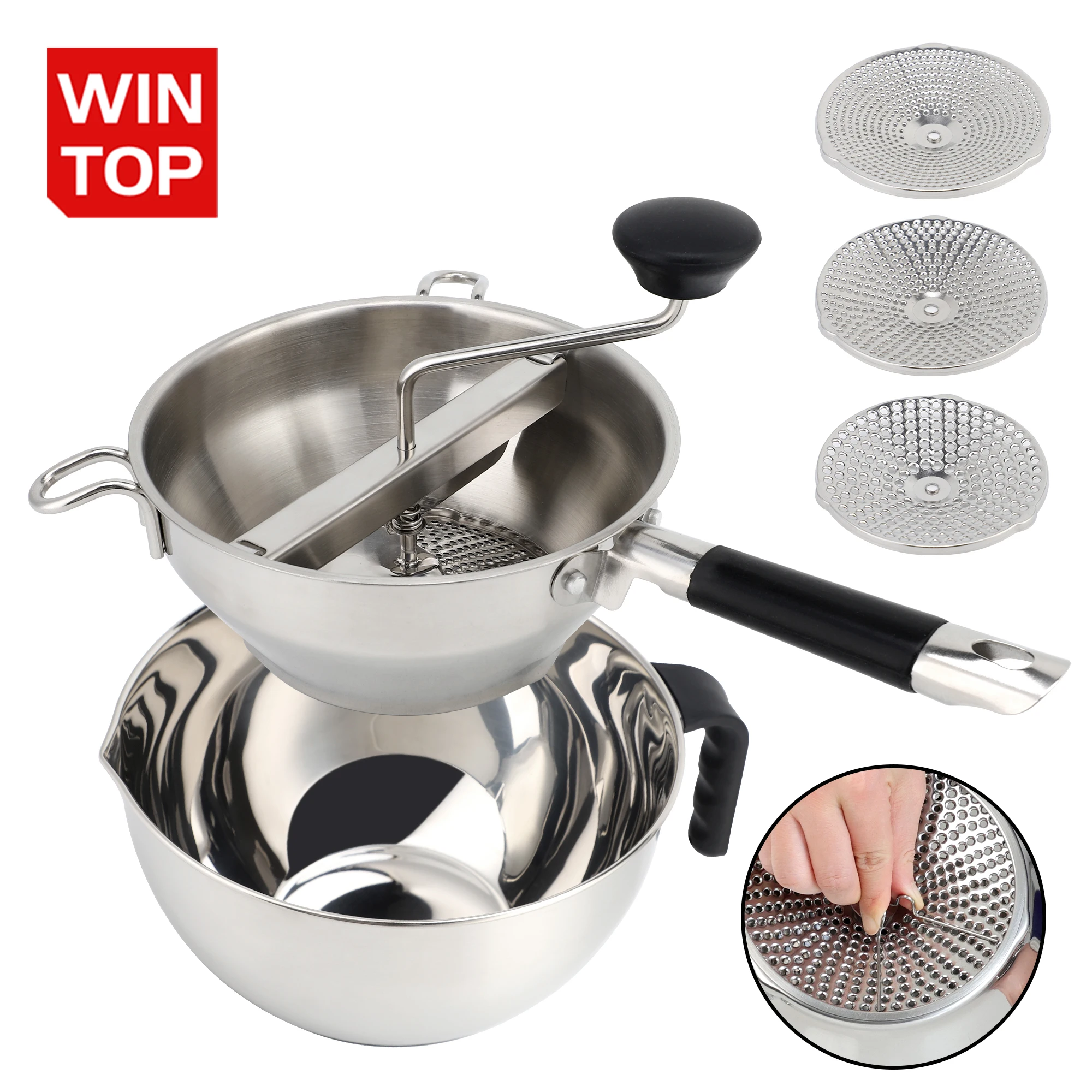 Rotary Stainless Steel Food Mill Strainer And Stainless-steel Mixing ...