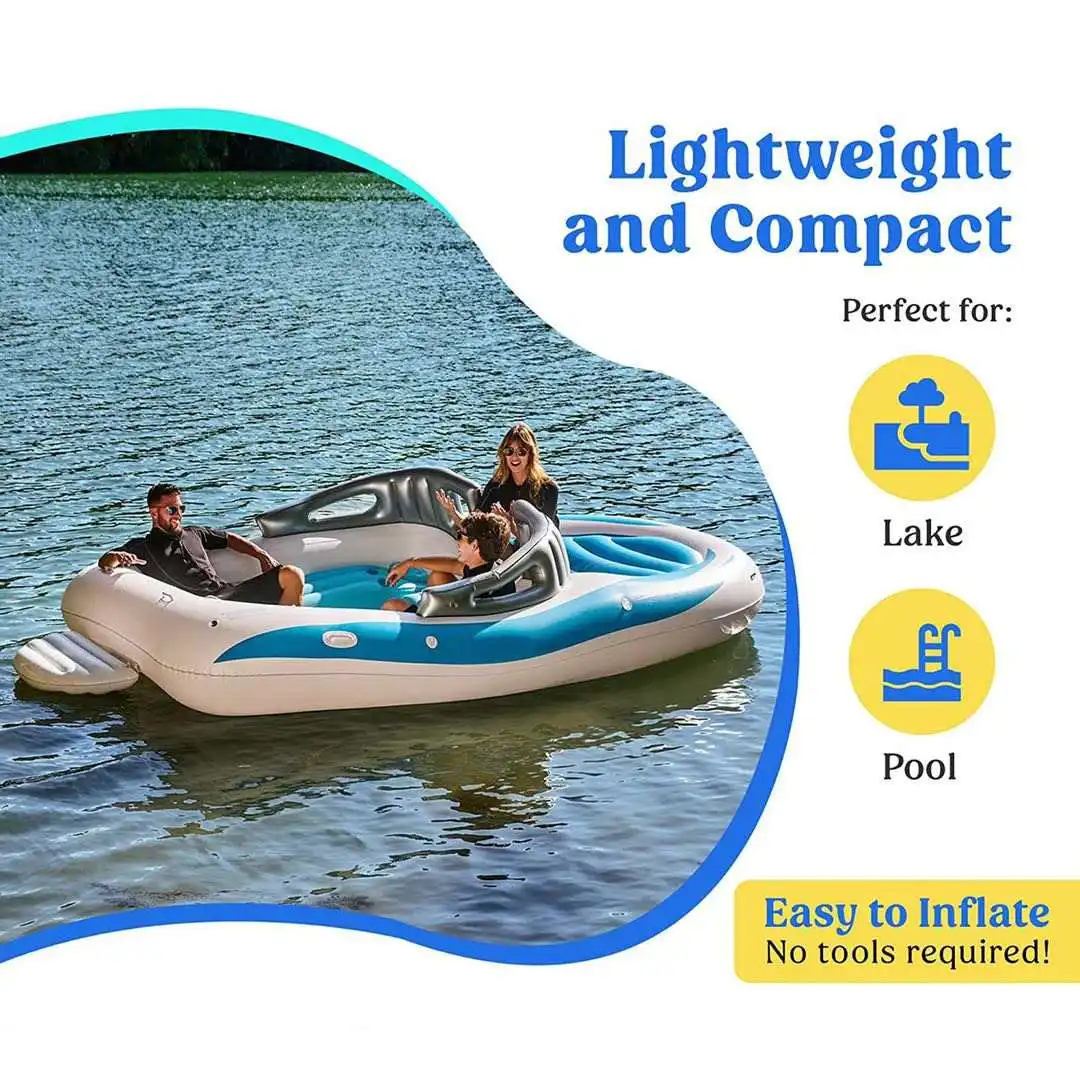 Newest Inflatable Airtight Water Party Boat - Portable Island Float for ...