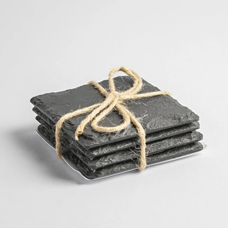 12 Pack Black Slate Coasters - Stylish & Sustainable
