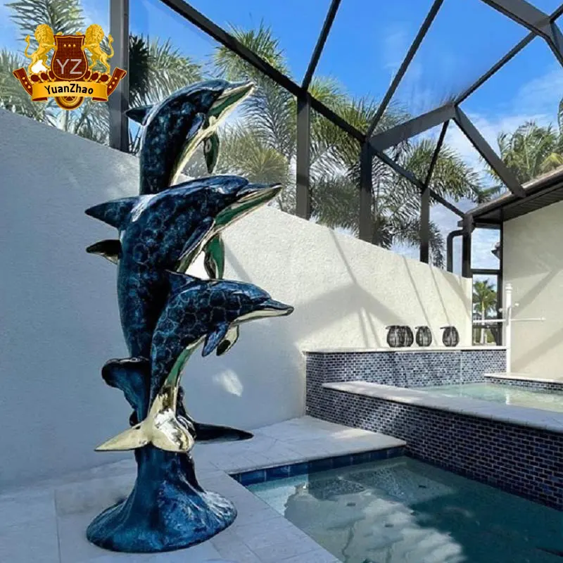 Large Size Resin Fiberglass Life Size Dolphin Sculpture