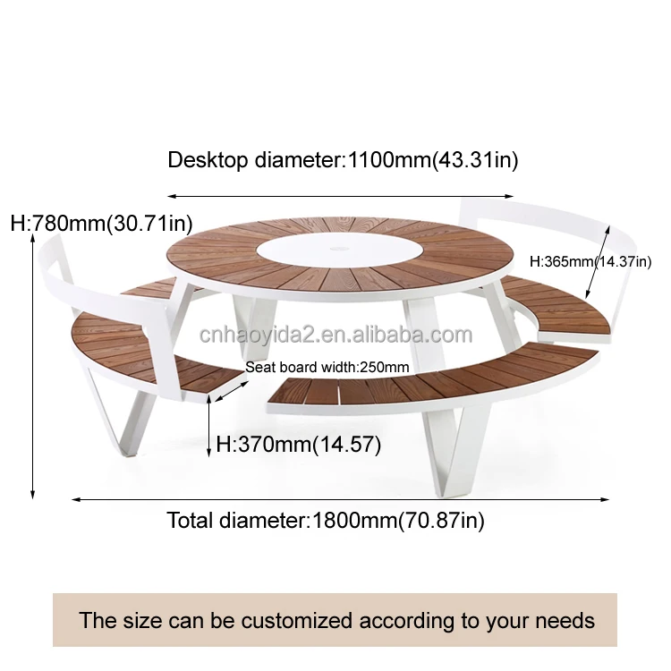Outdoor Restaurant Wpc Wood Picnic Table And Chair Commercial Steel ...